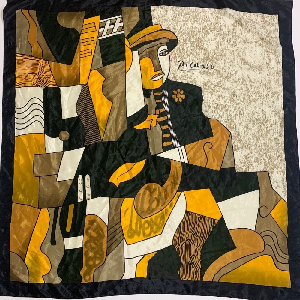 Blue And Yellow Picasso Painting Square Scarf - Gem